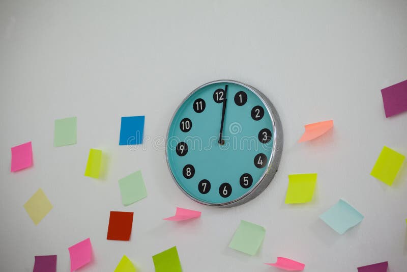 Sticky Notes with Clock on Wall Stock Image - Image of paper, accuracy ...