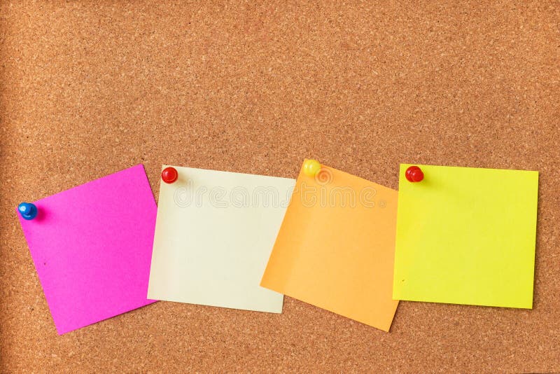 Sticky notes on cork board stock image. Image of design - 29693849