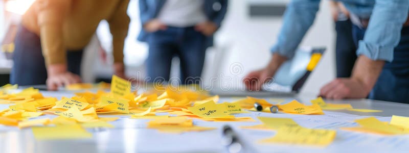 Sticky Notes Cover a Workspace, Hinting at a Flurry of Ideas in ...