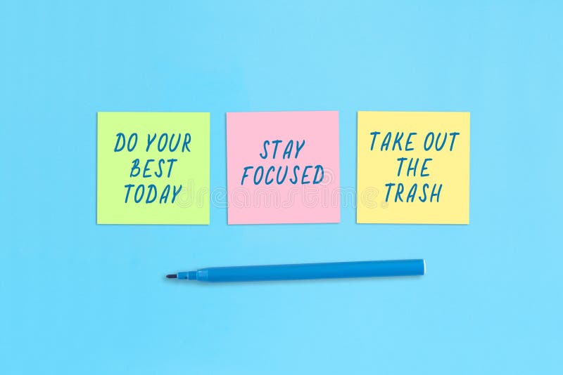 Sticky Notes with Handwritten Motivational Lettering Stock Image ...