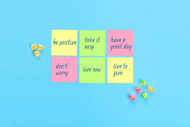 Sticky Notes with Handwritten Motivational Statements Stock Image ...