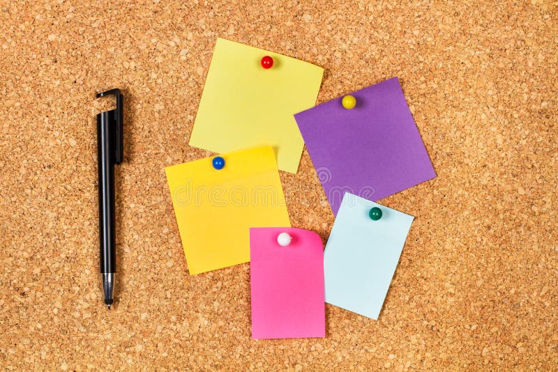 Sticky Notes Hanging on a Cork Board Stock Image - Image of bulletin ...