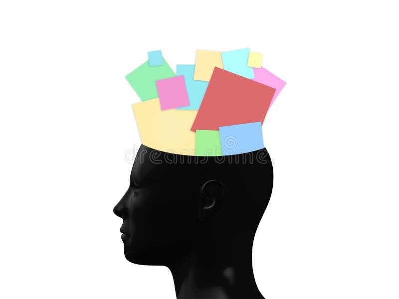 Sticky Notes in Head stock illustration. Illustration of modern - 31772828