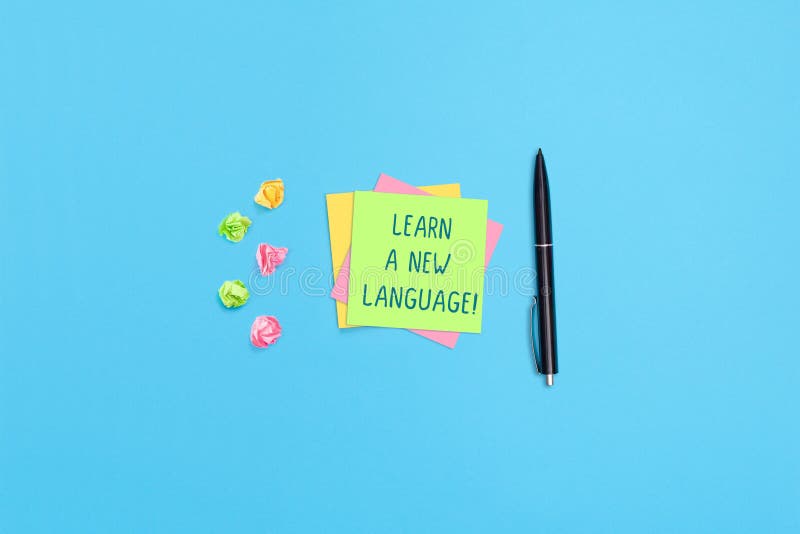 Sticky Notes with Inscription Learn a New Language Stock Image - Image ...