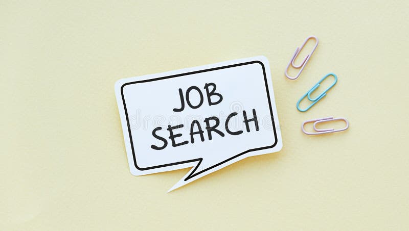 Sticky Notes with Job Search Message on Yellow Background. Stock Photo ...