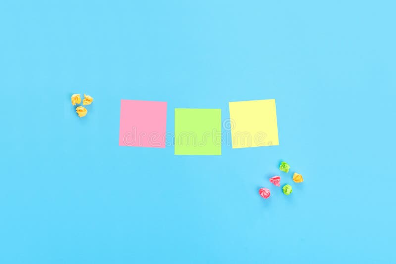Sticky Notes on a Light Blue Background Stock Photo - Image of blue ...