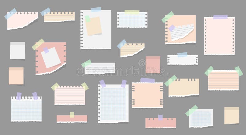Sticky Notes, Memo Messages, Torn Paper Sheets. Stock Vector ...