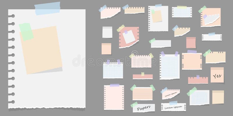 Sticky Notes, Memo Messages, Torn Paper Sheets. Stock Vector ...
