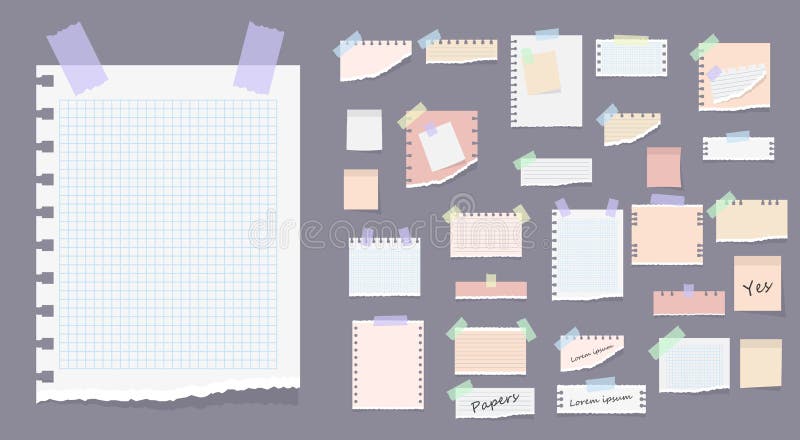 Sticky Notes, Memo Messages, Torn Paper Sheets. Stock Vector ...