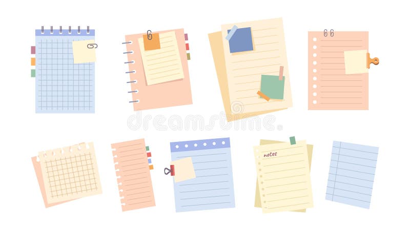 Sticky Notes and Notebook Pages Collection Stock Vector - Illustration ...