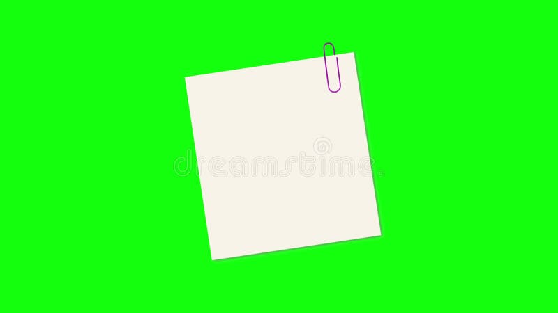 Sticky Notes Paper with Paperclip on Green Screen Background. Sticky ...