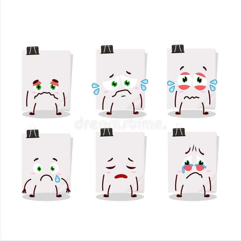 Sticky Notes Paper White Cartoon Character with Sad Expression Stock ...