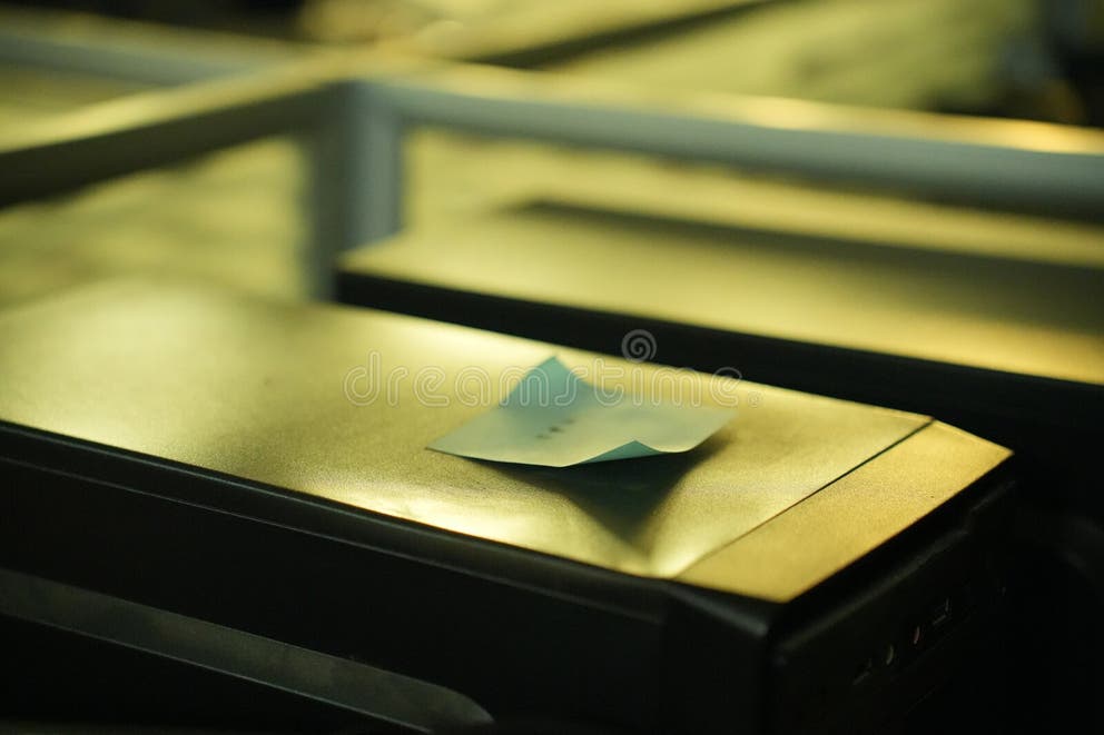 The Sticky Notes Pasted on the Computer Case in the Office. Stock Photo ...