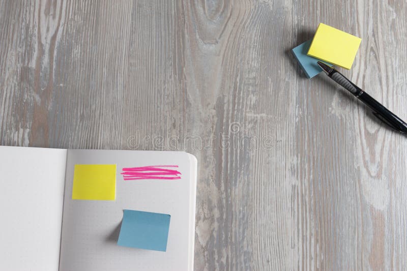 Sticky notes with pen stock photo. Image of table, paper - 146505340