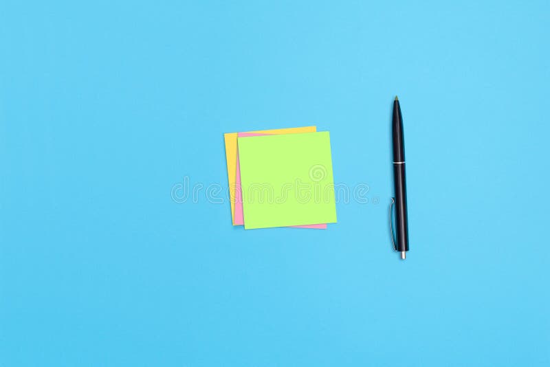 Sticky Notes and a Pen on the Table Stock Image - Image of note ...