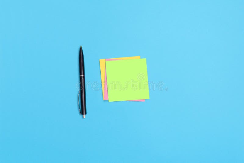 Sticky Notes and a Pen on the Table Stock Photo - Image of sticky ...