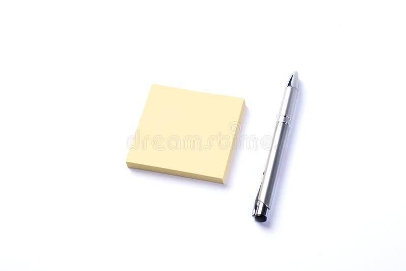 Sticky Notes with Pen on Whitebackground Stock Image - Image of ...