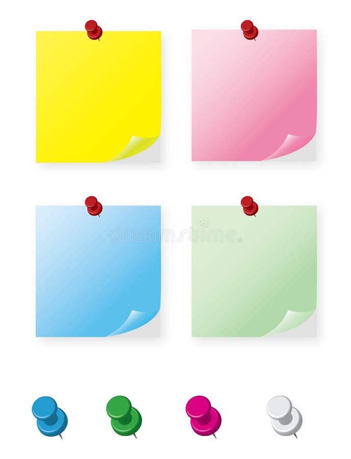 Sticky Notes and Pins Collection Stock Vector - Illustration of board ...