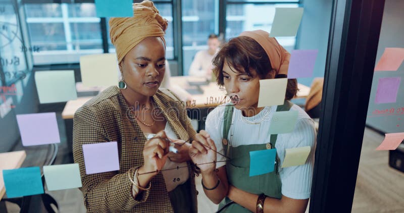 Sticky Notes, Planning and Team Writing on a Board while Analyzing ...