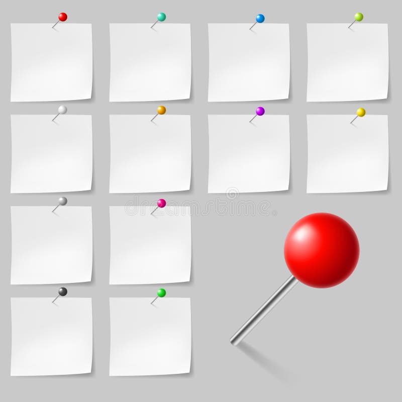 Pushpin Sticky Set Stock Illustrations – 555 Pushpin Sticky Set Stock ...