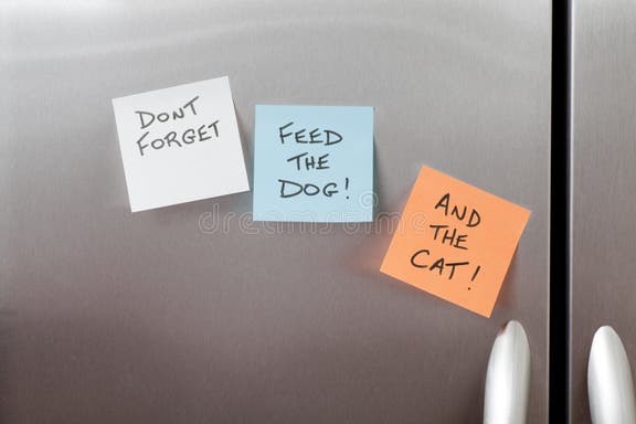 Sticky Notes on a Refrigerator Stock Photo - Image of sticky, steel ...