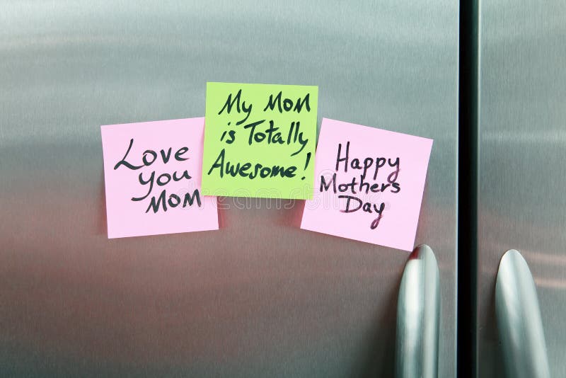 Sticky Notes on a Refrigerator Stock Photo - Image of steel, modern ...