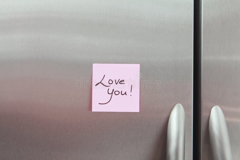 Sticky Notes on a Refrigerator Stock Image - Image of stainless, silver ...