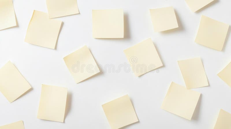 Sticky Notes Scattered on a White Background in a Minimalistic Style ...