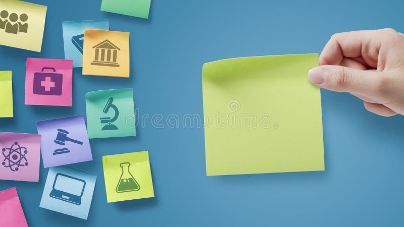 Sticky Notes with School Subjects Icons Stock Image - Image of online ...