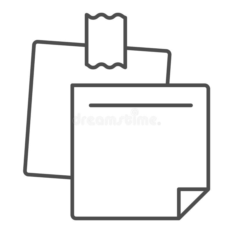 Sticky Notes Thin Line Icon. Paper Stickers Vector Illustration ...