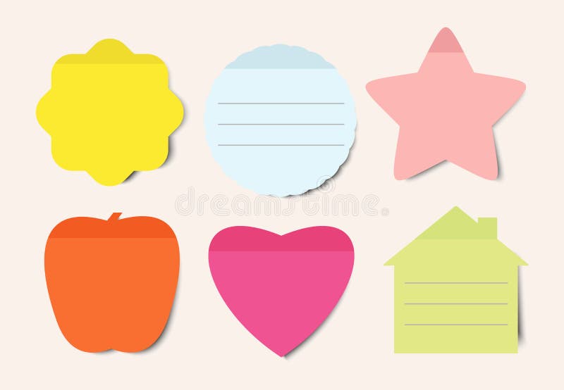 Sticky Notes Vector Illustrations Set. Notepad Blank Paper Sheet for ...