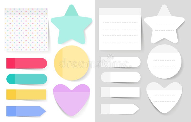 Sticky Notes Vector Illustrations Set Stock Vector - Illustration of ...