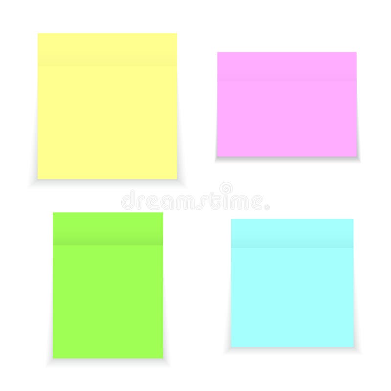 Sticky Notes Vector. Realistic Square Paper Reminders with Shadow Stock ...