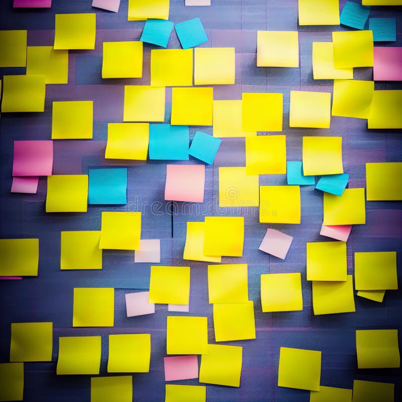 Sticky notes on a wall. stock illustration. Illustration of stickers ...