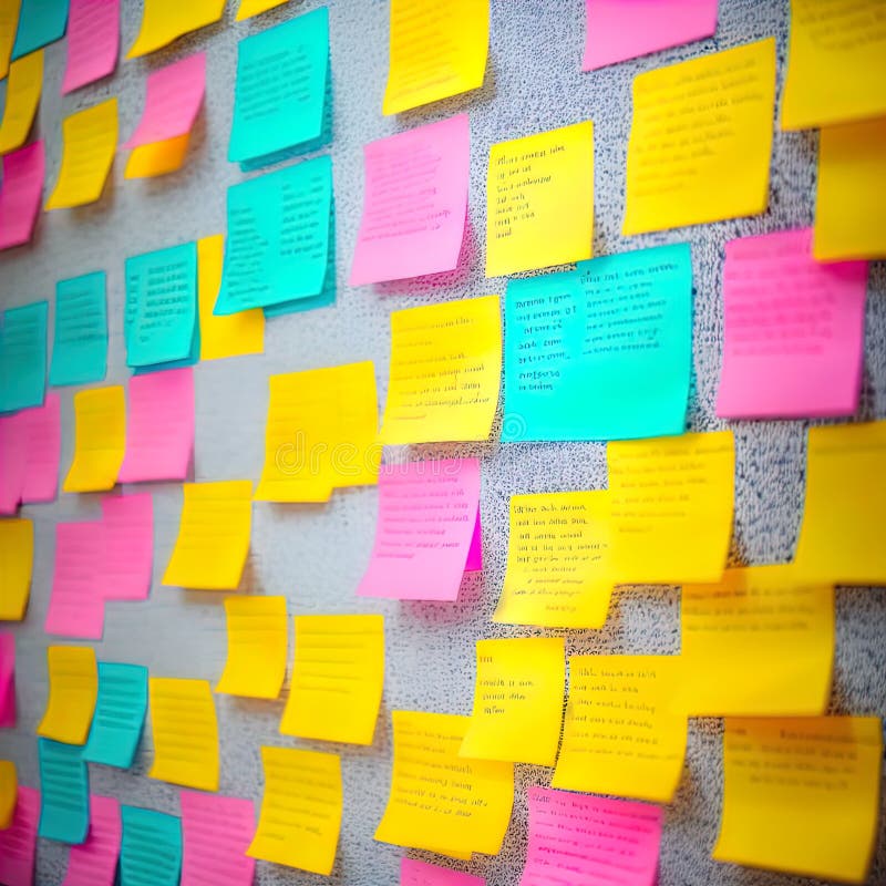 Sticky notes on a wall. stock illustration. Illustration of sign ...