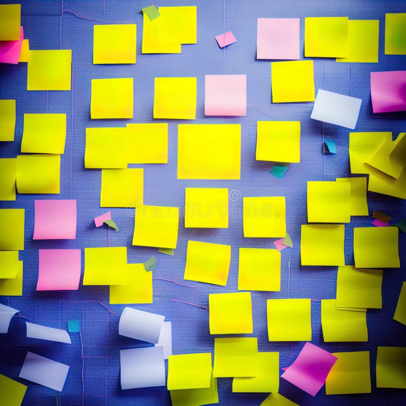 Sticky notes on a wall. stock illustration. Illustration of text ...