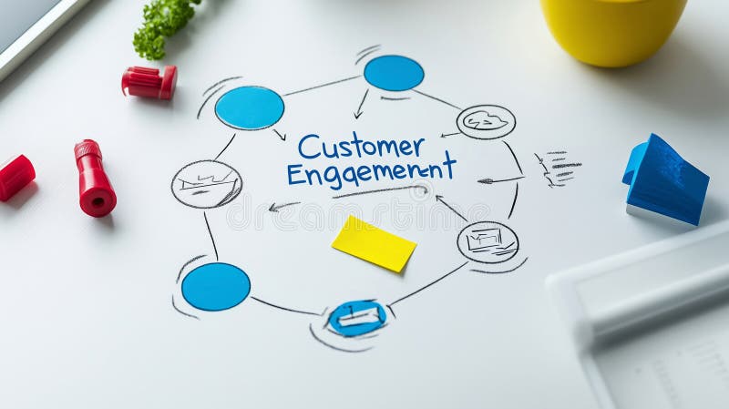 Sticky Notes on a Whiteboard Show the Customer Engagement Process Stock ...