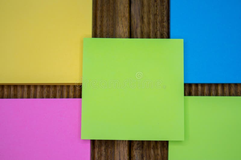 Sticky Notes on Wooden Background with Striated Texture Stock Photo ...