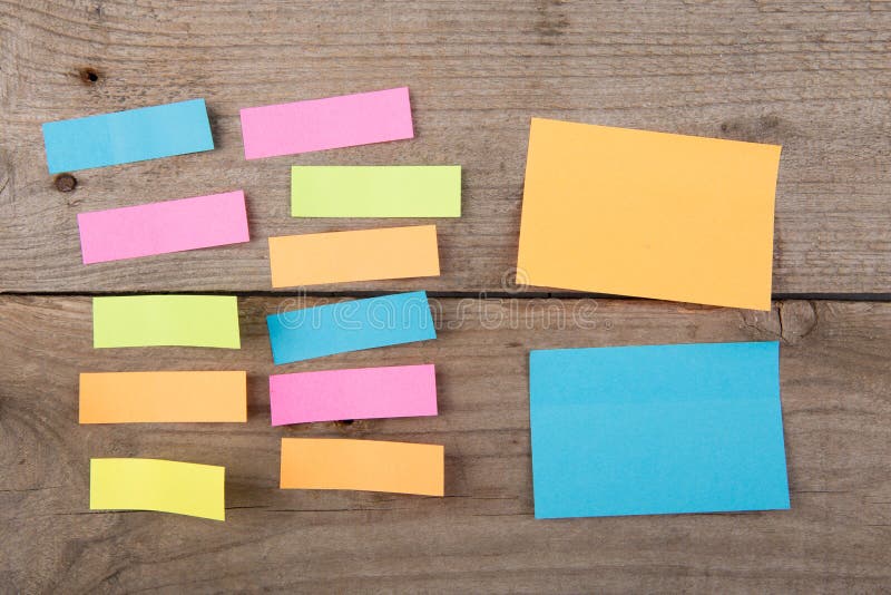 Sticky Notes on the Wooden Board Stock Photo - Image of black ...