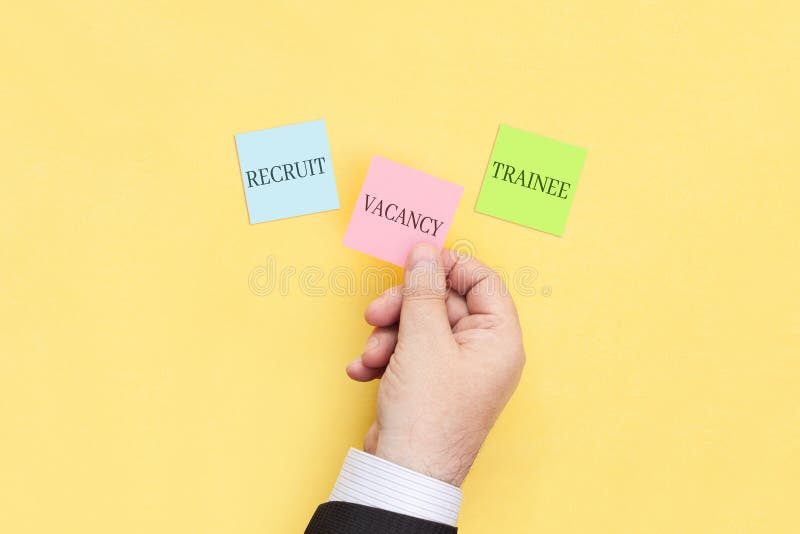 Sticky Notes with Words Recruit, Vacancy, Trainee Stock Image - Image ...