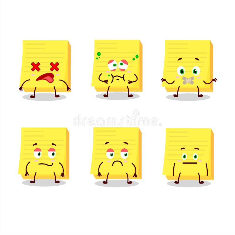 Sticky Notes Yellow Cartoon Character with Nope Expression Stock Vector ...