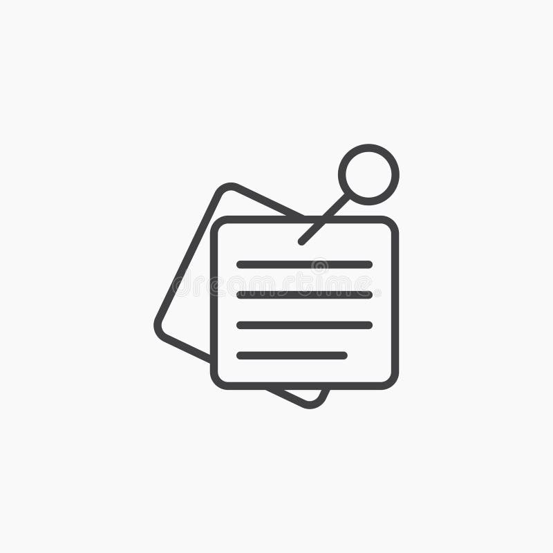 Sticky Notesline in Thin Line Black Color. Flat Simple Vector Symbols ...