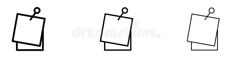 Sticky Notesline in Thin Line Black Color. Flat Simple Vector Symbols ...