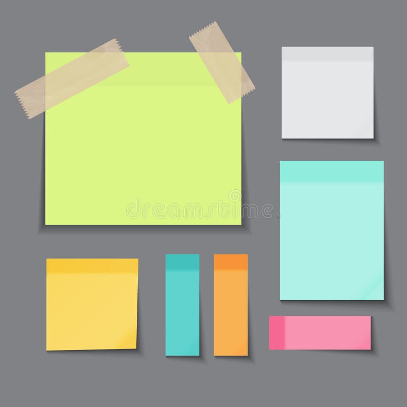 Sticky Paper Note on Transparent Background Vector Illustration Stock ...