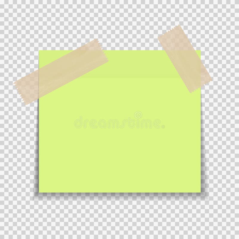 Sticky Paper Note on Transparent Background Vector Illustration Stock ...