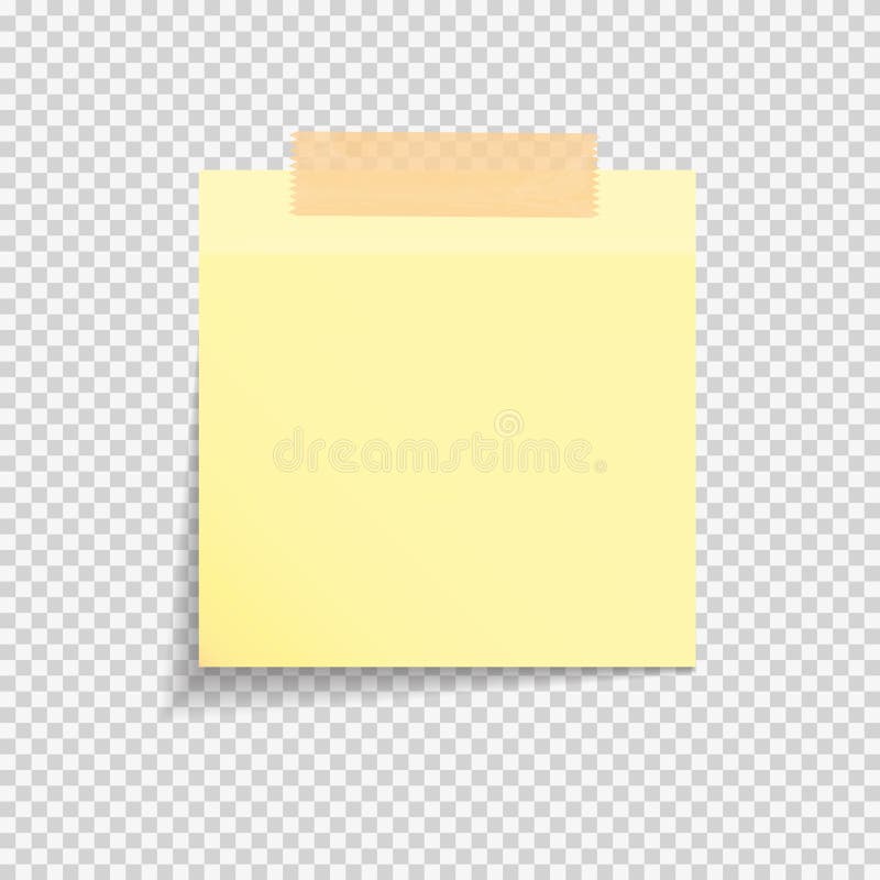 Sticky Paper Note on Transparent Background Vector Illustration Stock ...