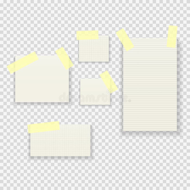 Sticky Paper Notes Pack Collection Set on Transparent Background Vector ...