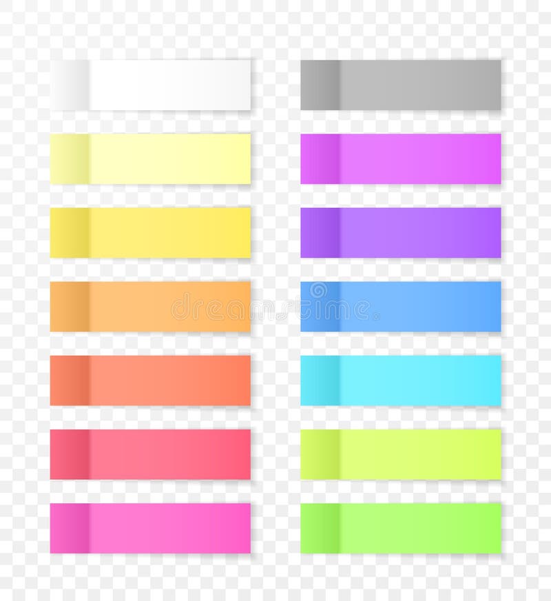 Sticky Paper Note with Shadow Effect. Blank Color Memo Note Stickers ...