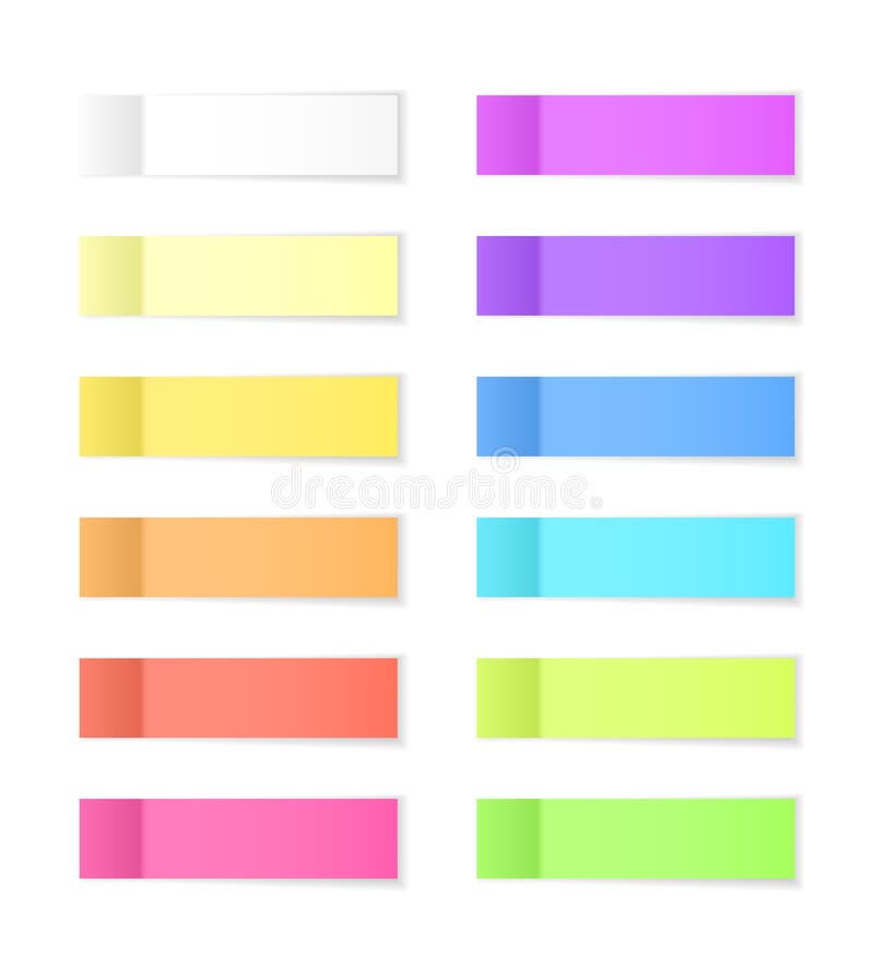 Sticky Paper Notes with Shadow Effect. Blank Color Memo Note Stickers ...