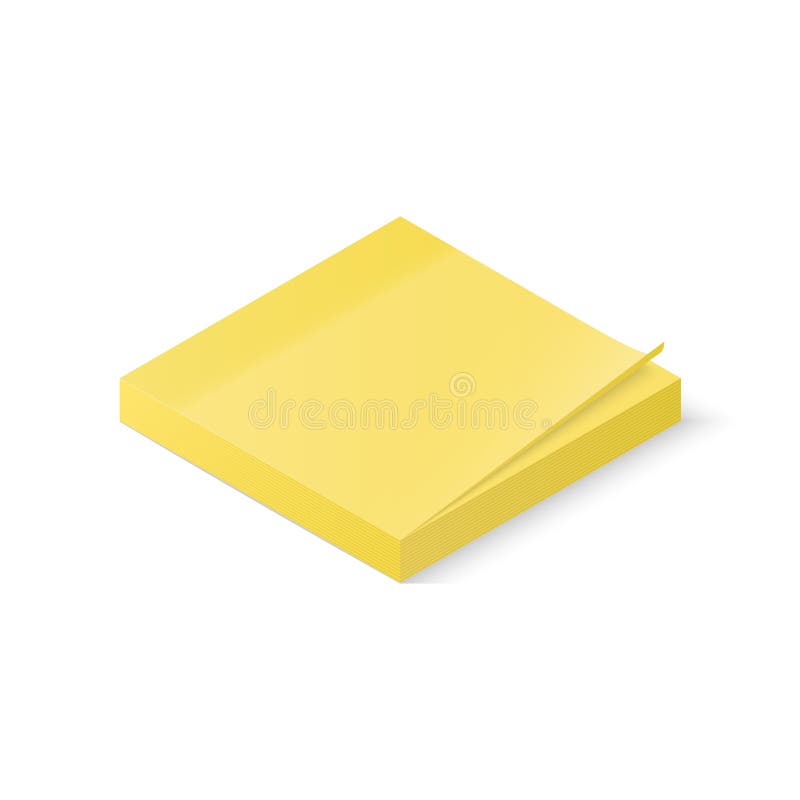 Sticky Paper Notes Stack Isolated on White Background. Isometric Vector ...